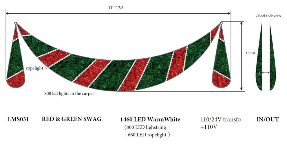 11' Commercial Grade LED Lighted Zurich Swag Christmas Decoration ...