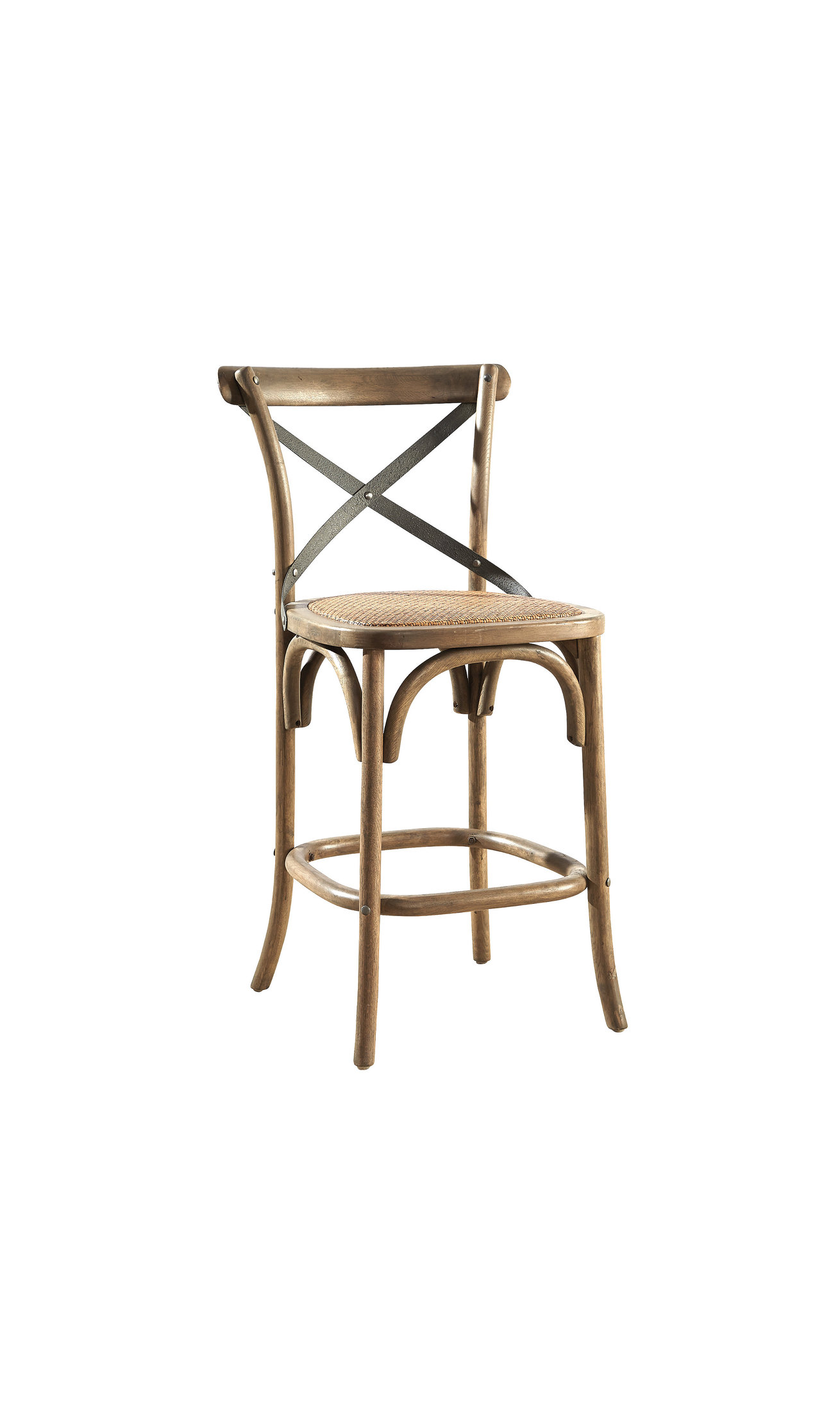 Barrow Steam Bent Bar Stool With Padded Woven Rattan Seat, 30" Bar ...
