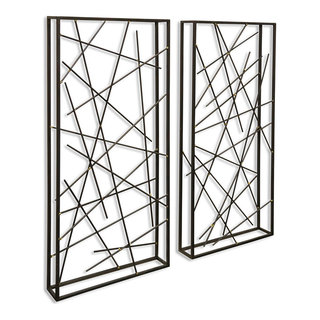 Contemporary Metal Wall Sculptures Set of 2 - Contemporary - Metal Wall ...