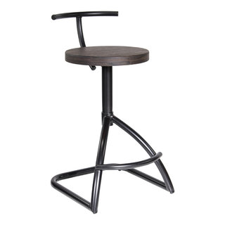 Mantis Industrial Style Counter Stool, Black Metal and Espresso Wood ...
