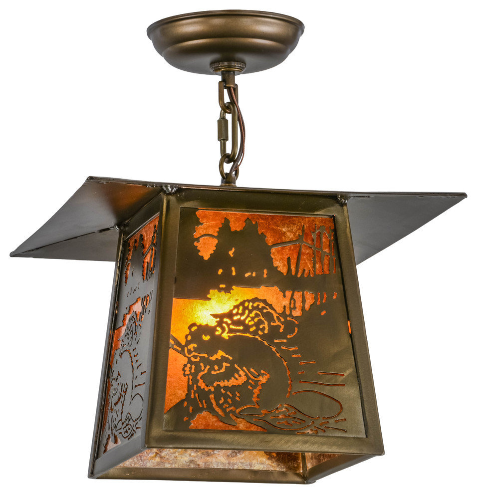 12Sq Beaver at Work Pendant - Rustic - Pendant Lighting - by Meyda ...