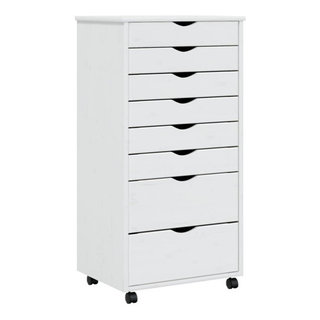 vidaXL Roll Cart with Drawers Filing Cabinet MOSS Honey Brown Solid ...