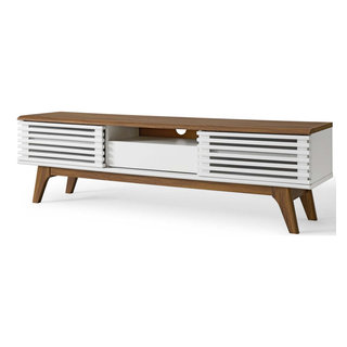 Media TV Stand Console Table, Wood, Dark Grey Gray, Modern, Lounge ...