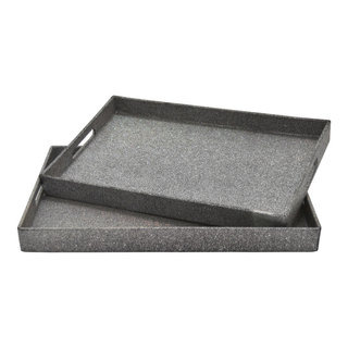 Plutus Brands Tray, Set Of 2, Gray Resin - Contemporary - Serving Trays ...