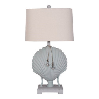 Set of 2 Pale Blue Sea Shell Table Lamps - Beach Style - Lamp Sets - by ...
