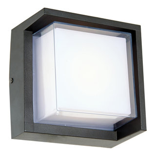 Geo LED Wall Fixture, Matte Black/Silica - Transitional - Outdoor Wall ...