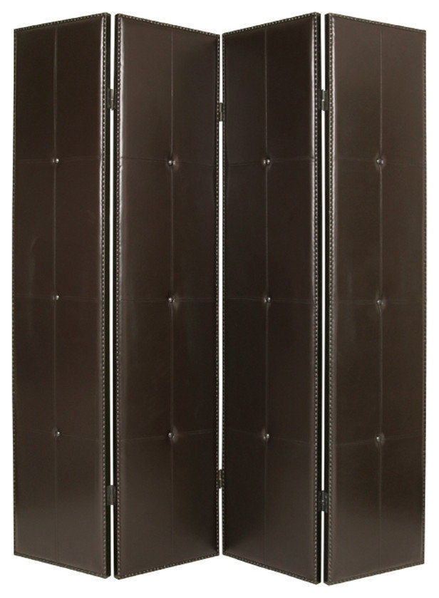 76" X 84" Brown Faux Leather Screen - Contemporary - Screens And Room ...
