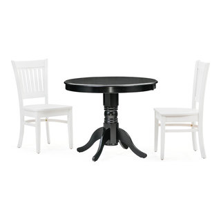 36" Round Dining Room Table Chair Set, 3 Piece - Traditional - Dining ...