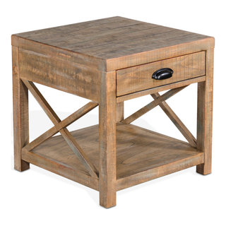 22" Square Durango Wood Accent End Side able - Transitional - Side ...
