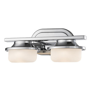 2 Light LED Industrial Steel Vanity Light Fixture Drum Matte Opal Glass ...