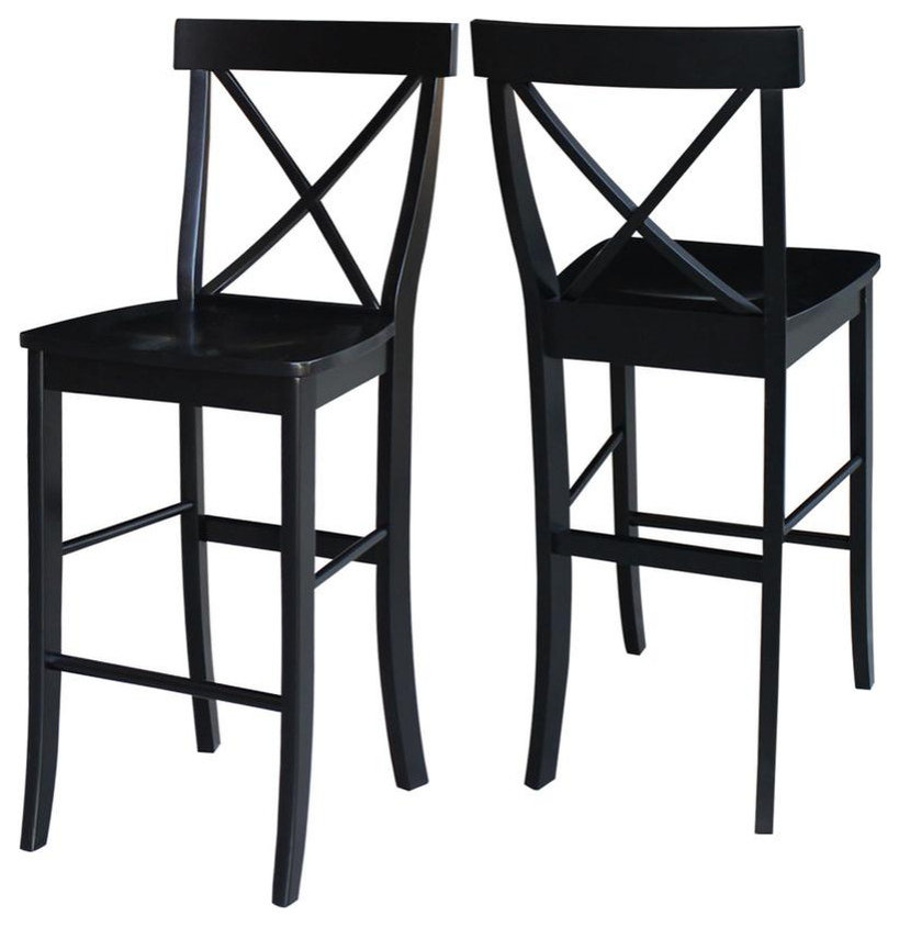 X-Back Bar height Stool, Black - Transitional - Bar Stools And Counter ...