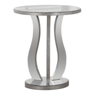 Pemberly Row Contemporary Metal and Glass End Table in Silver ...