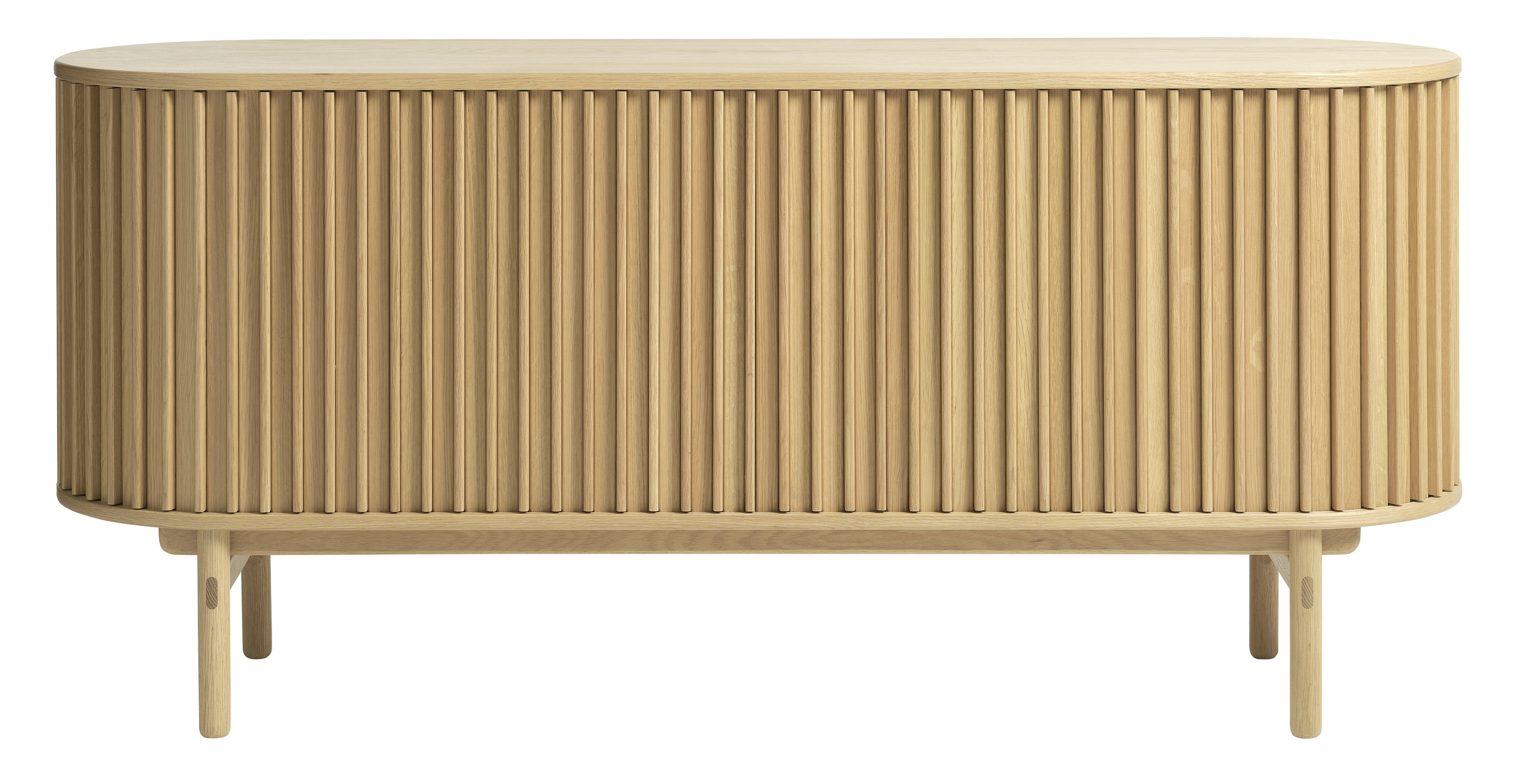 Mid-Century Modern Rounded Sliding Door Sideboard 63"W, Natural ...