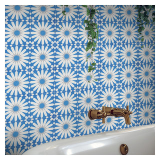 8"x8" Alhambra Handmade Cement Tile, Blue/White/Gray, Set of 12 ...