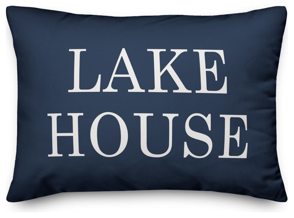 Lake House Outdoor Lumbar Pillow - Contemporary - Outdoor Cushions And ...