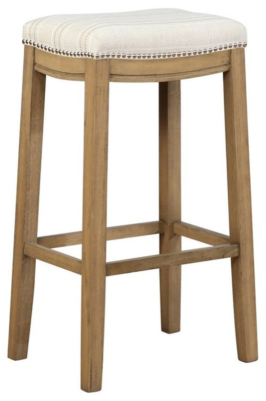 Riverbay Furniture 32" Transitional Wood/Fabric Striped Bar Stool in ...