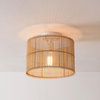 Ocean 1-Light Matte White Flush Mount Ceiling Light with Natural Bamboo Shade - Asian - Flush ...