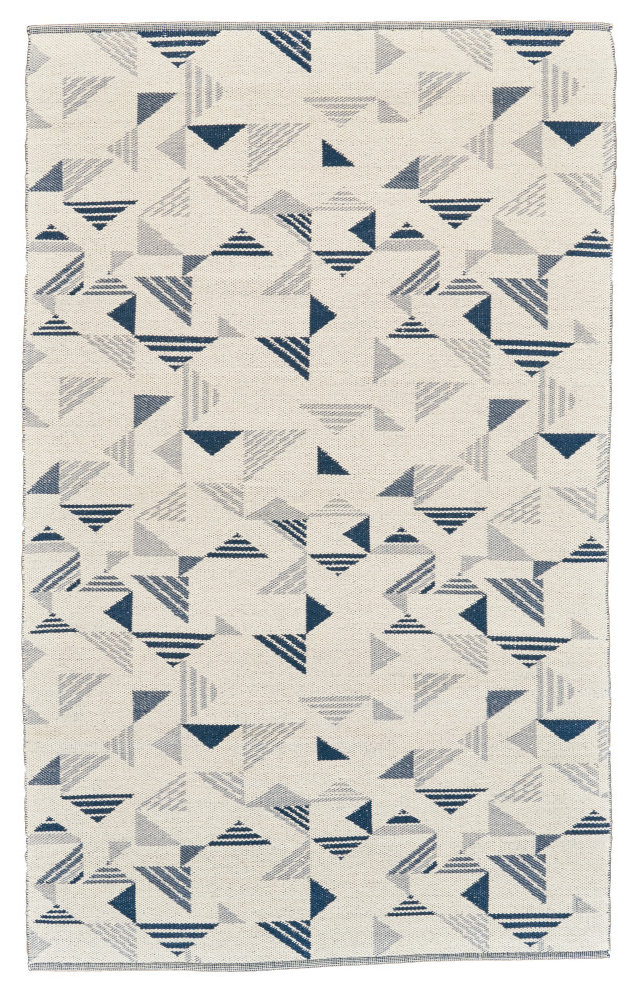 Gilda Flatweave Wool Rug, Light Blue/Navy, 5'x8' - Contemporary - Area ...