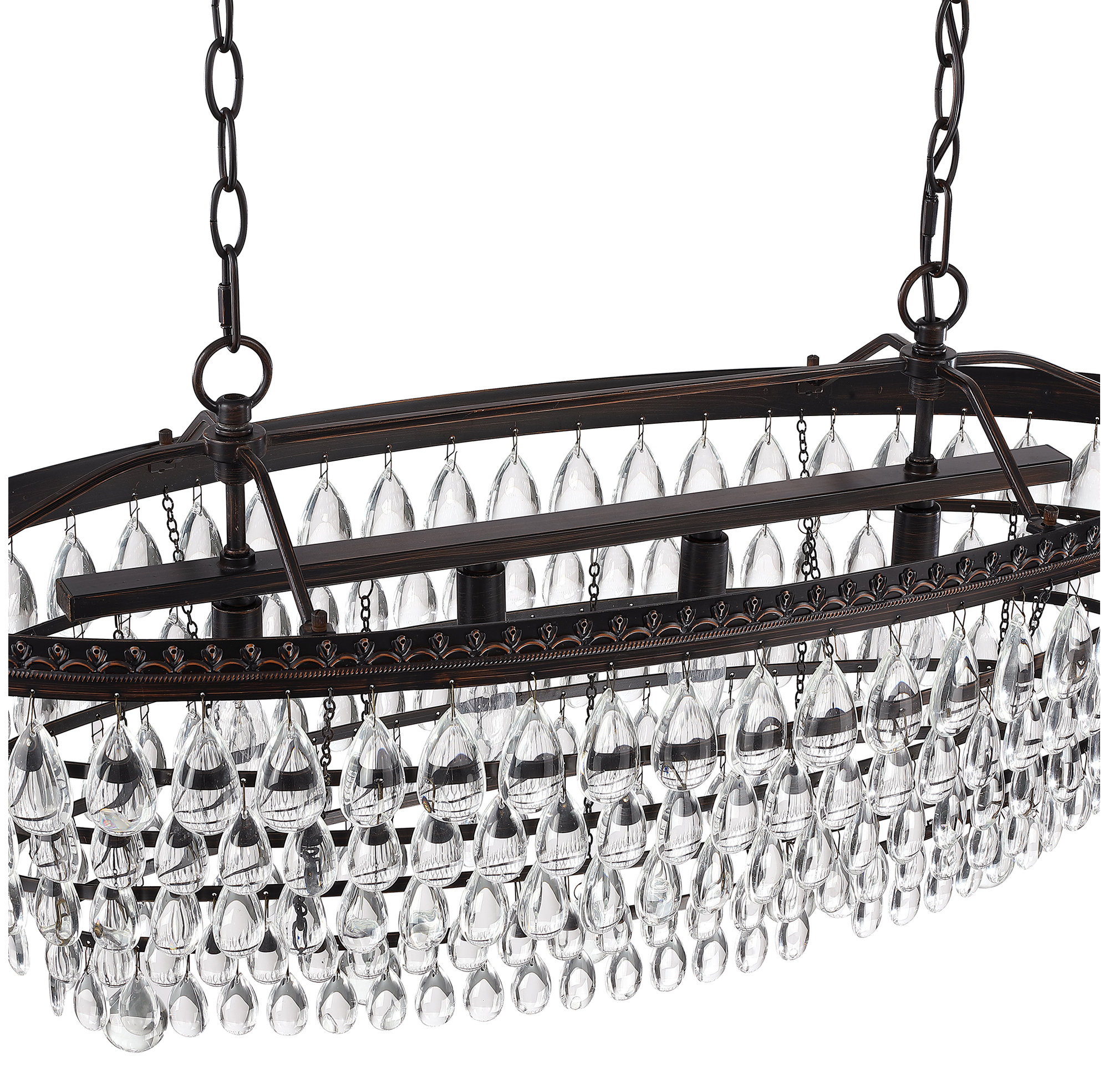 Akari Glass Beads Oval Chandelier Lighting, 30" W - Transitional ...