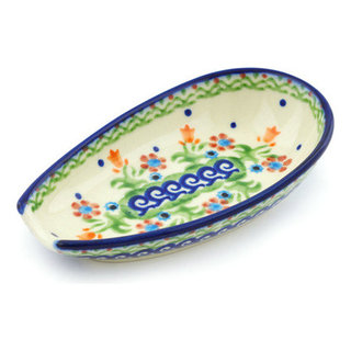 Polish Pottery 5" Stoneware Spoon Rest Hand-Decorated Design ...