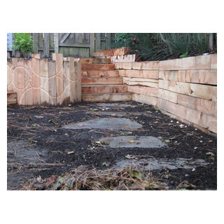 SW Portland Juniper Timber Retaining Wall - Shabby-Chic-Style - Garten ...