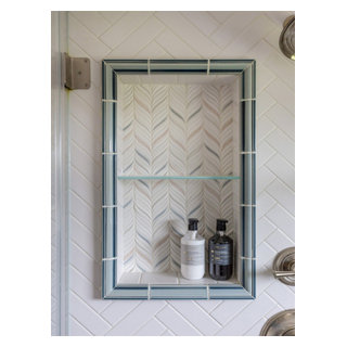 Country Chic Walk In Shower With Traditional Hardware and Ceramic Tile ...