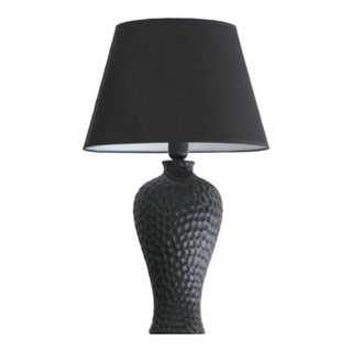 Simple Designs Textured Stucco Curvy Ceramic Table Lamp - Contemporary ...