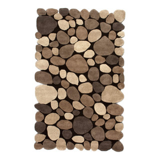 Hand-Carved Stones and Pebbles Wool Rug, 2'x3' - Contemporary - Area ...