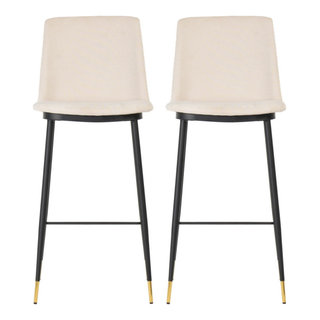 Evora Velvet Counter Stool, Set of 2 - Midcentury - Bar Stools And ...