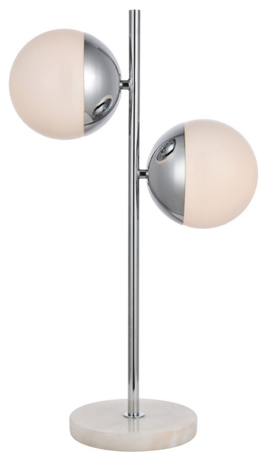 Eclipse 2-Light Table Lamp, Chrome and Frosted White - Transitional ...