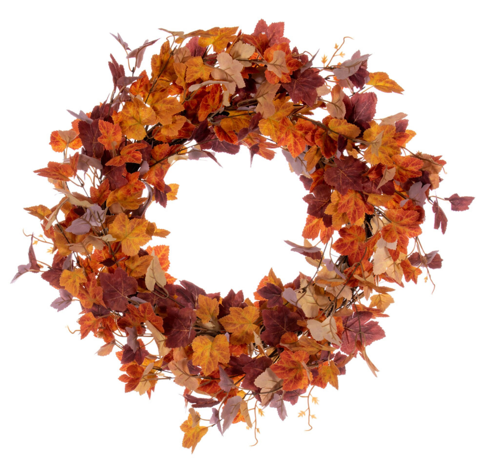 22" Orange Fall Maple Leaf Wreath - Contemporary - Wreaths And Garlands ...