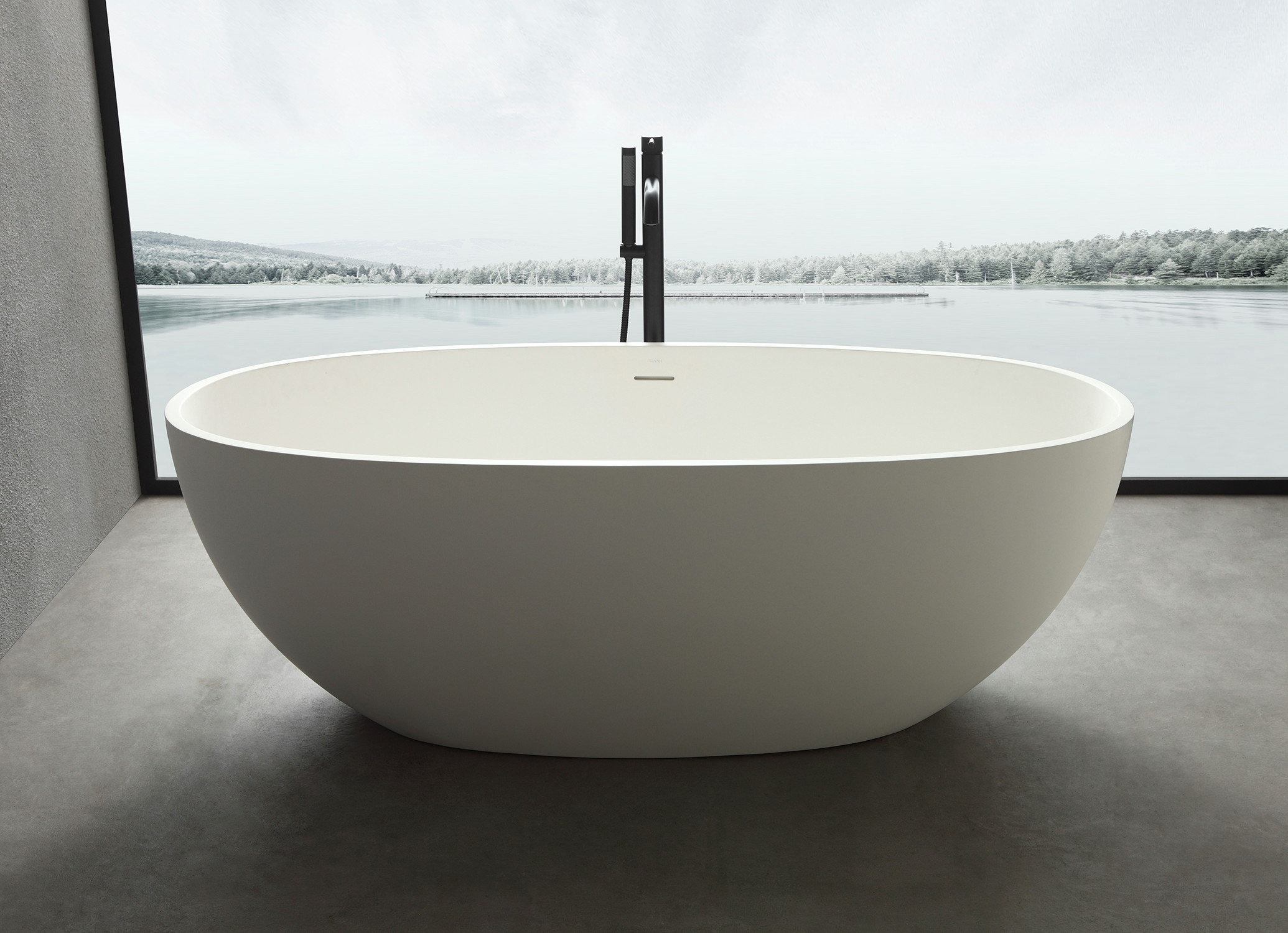 Stone Resin Solid Surface Freestanding Bathtub, 55" - Contemporary ...