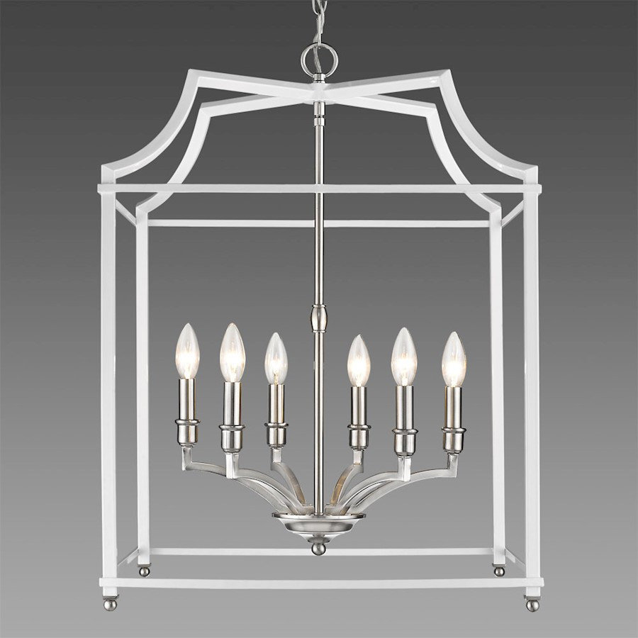 Golden Lighting Leighton 6-Light Pendant, Pewter/White, 8401-6PPW-WH ...