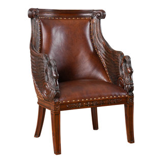 Mahogany Swan Arm Chair With Leather - Victorian - Armchairs And Accent ...
