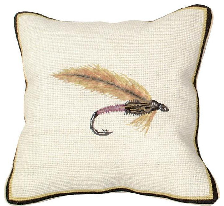 Classic Dry Fly Pattern Pillow, 12", 12x12 - Contemporary - Decorative ...