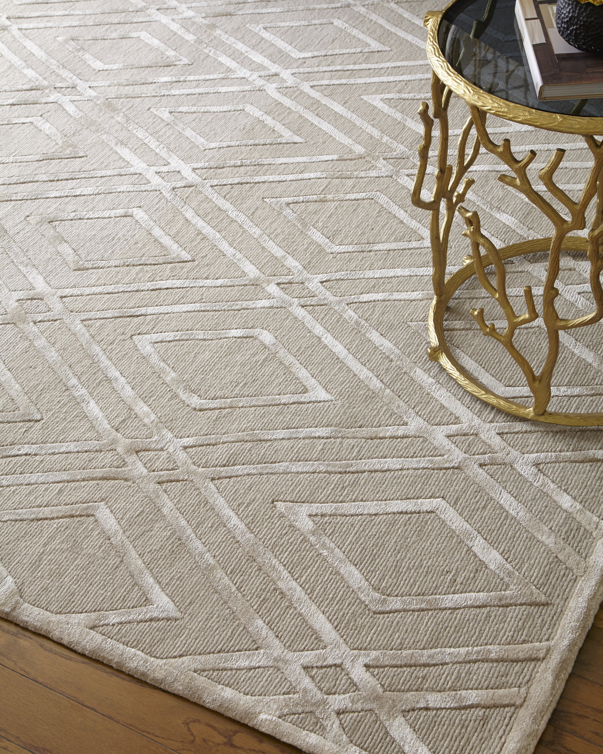 Metro Velvet Hand-Knotted Wool and Viscose Silver Area Rug, 10'x14 ...