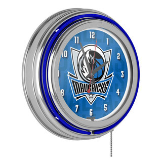 NBA Chrome Double Rung Neon Clock, City, Dallas Mavericks ...