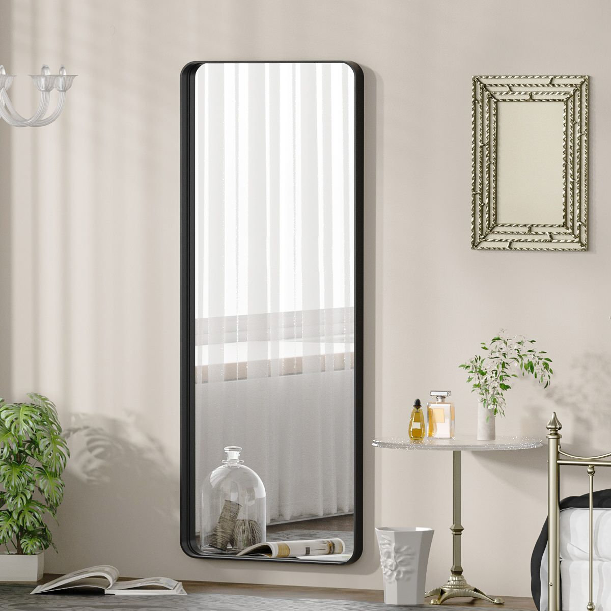 Easly Rectangular Aluminum Deep Framed Full Length Floor Mirror, 21x64 ...