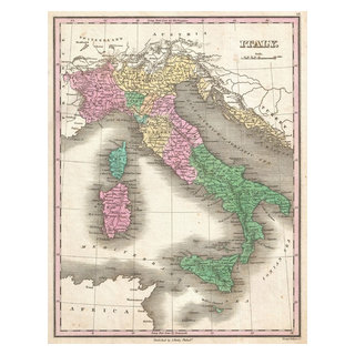 Map of Italy, 1827, Peel & Stick Removable Wall Decal, 42"x56 ...