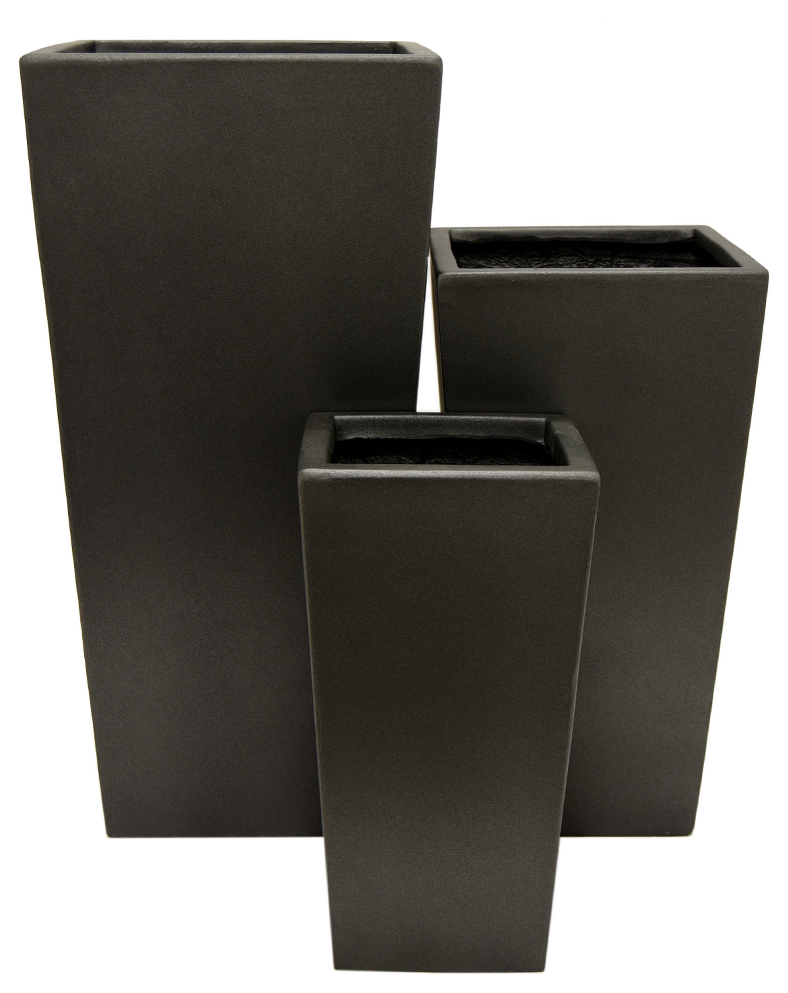 Plutus Brands Planter Set Of Three, Black Resin - Transitional - Indoor ...