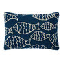 Navy 16"x26" In/out Hand Hooked Fish Pattern Accent Pillow - Beach ...