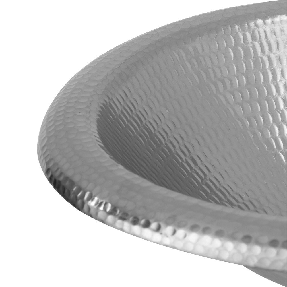 18" Wide Rim Oval Self Rimming Hammered Copper Bathroom Sink, Nickel ...