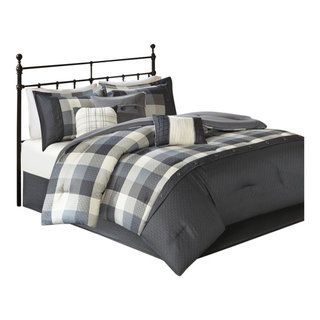 Madison Park Ridge Cabin Farmhouse Buffalo Check Comforter Set, Grey ...