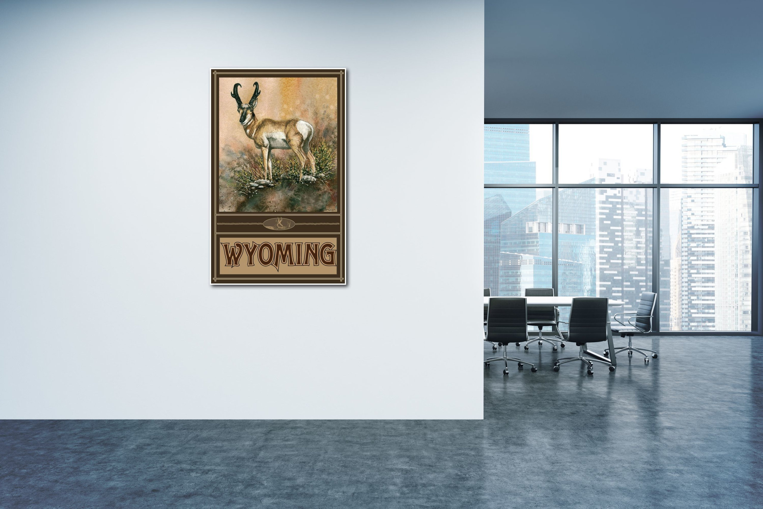 by Artist Dave Bartholet Wyoming Antelope Art Print, 30"x45" - Rustic ...