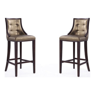 Fifth Avenue Bar Stool, Bronze and Walnut, Set of 2 - Transitional ...