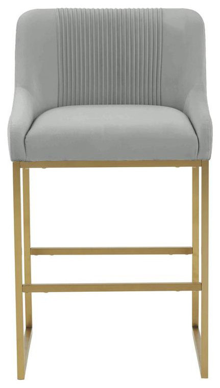 Glam Grey Pleated Velvet Counter Stool, Belen Kox - Contemporary - Bar ...