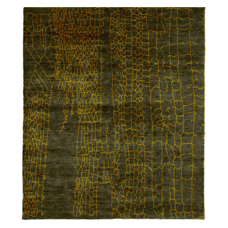 Marigold D Mohair Hand Knotted Tibetan Rug, 6' Square - Contemporary ...