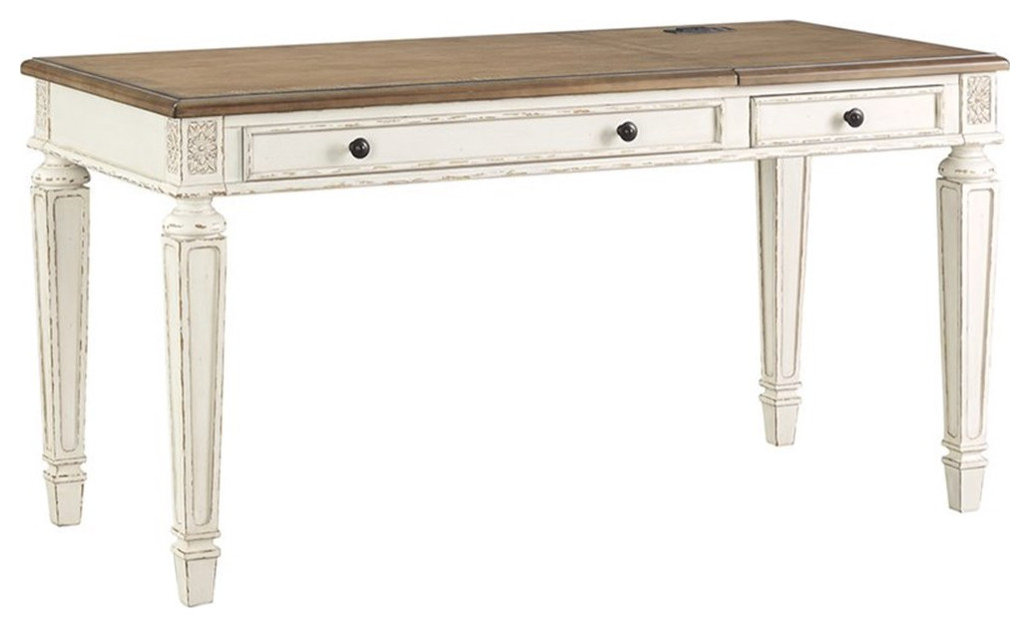 Ashley Furniture Realyn 2 Drawer Lift Top Writing Desk in White and ...