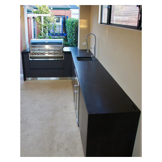 Outdoor Kitchen | polished concrete, BBQ and integrated sink - Patio ...