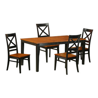 5-Piece Table Set, Dining Table and 4 Wood Chairs, Black - Contemporary ...